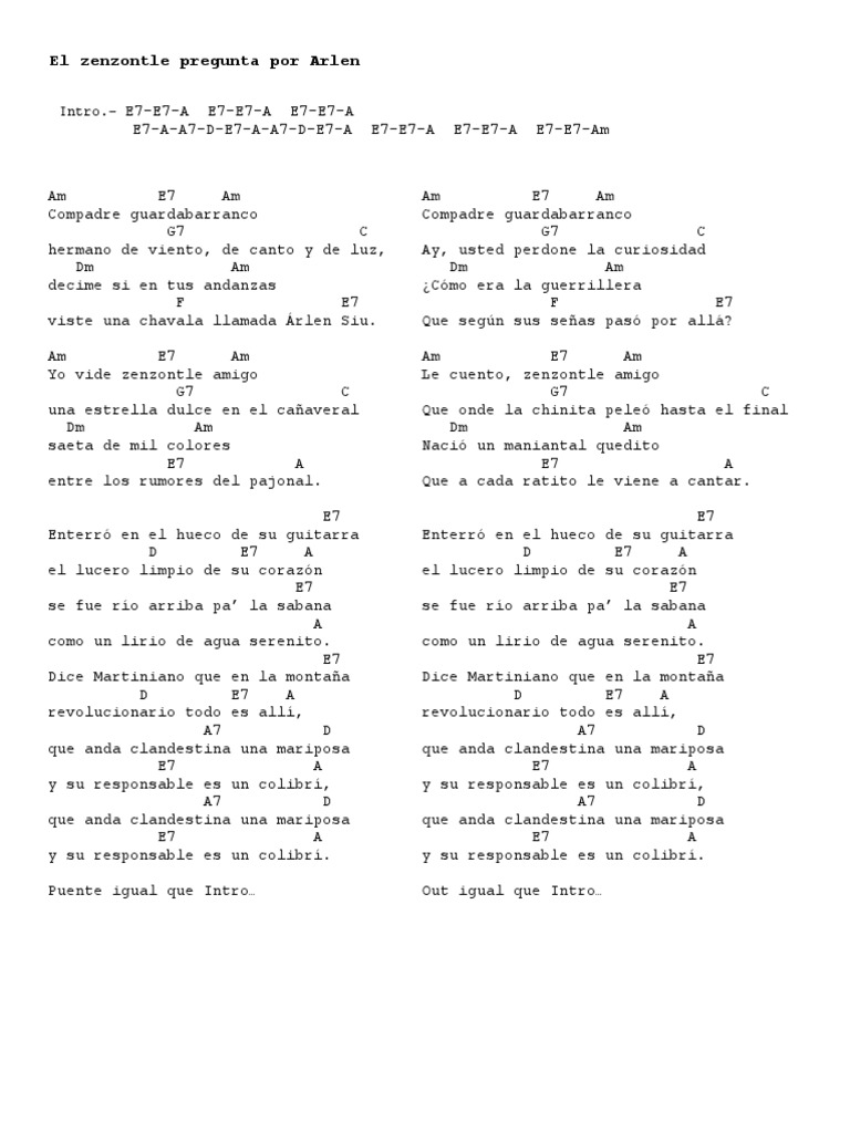 El Zenzontle Pregunta Por Arlen | PDF