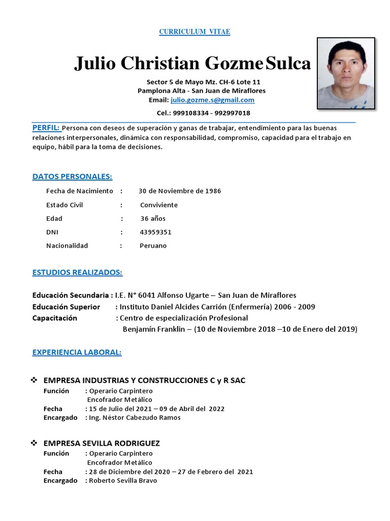 CV Julio Gozme | PDF