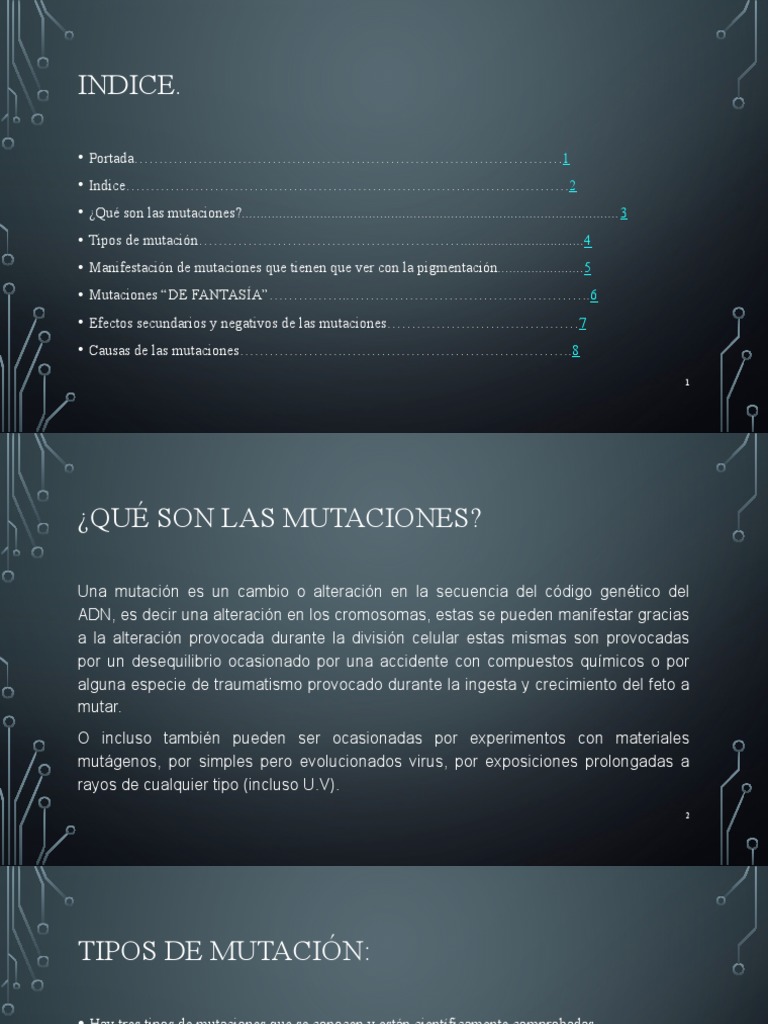 Tipos y Efectos de las Mutaciones | PDF | Mutación | Procesos biologicos