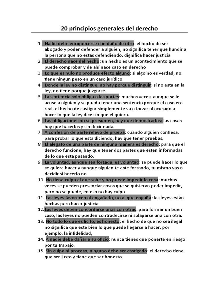 20 Principios Generales Del Derecho | PDF | Justicia | Crimen y violencia