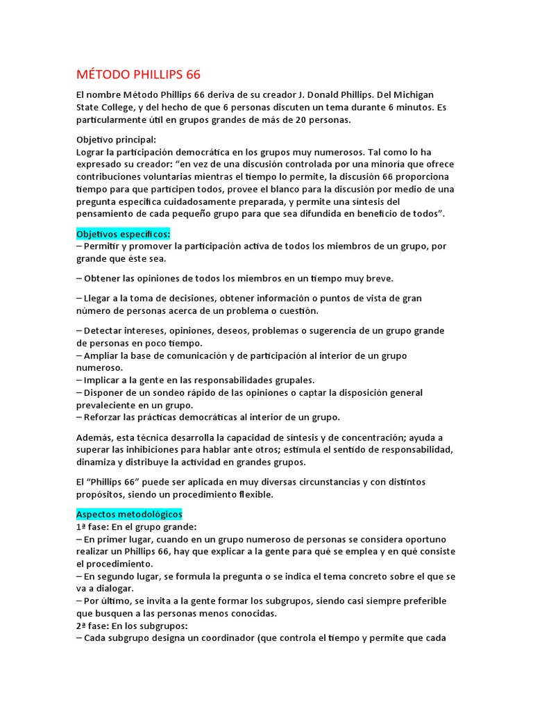 Método Phillips 66 | PDF | Aprendizaje | Pensamiento