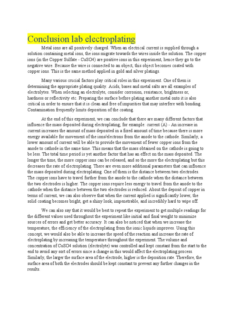 Factors Influencing Electroplating Results | PDF | Cathode | Anode
