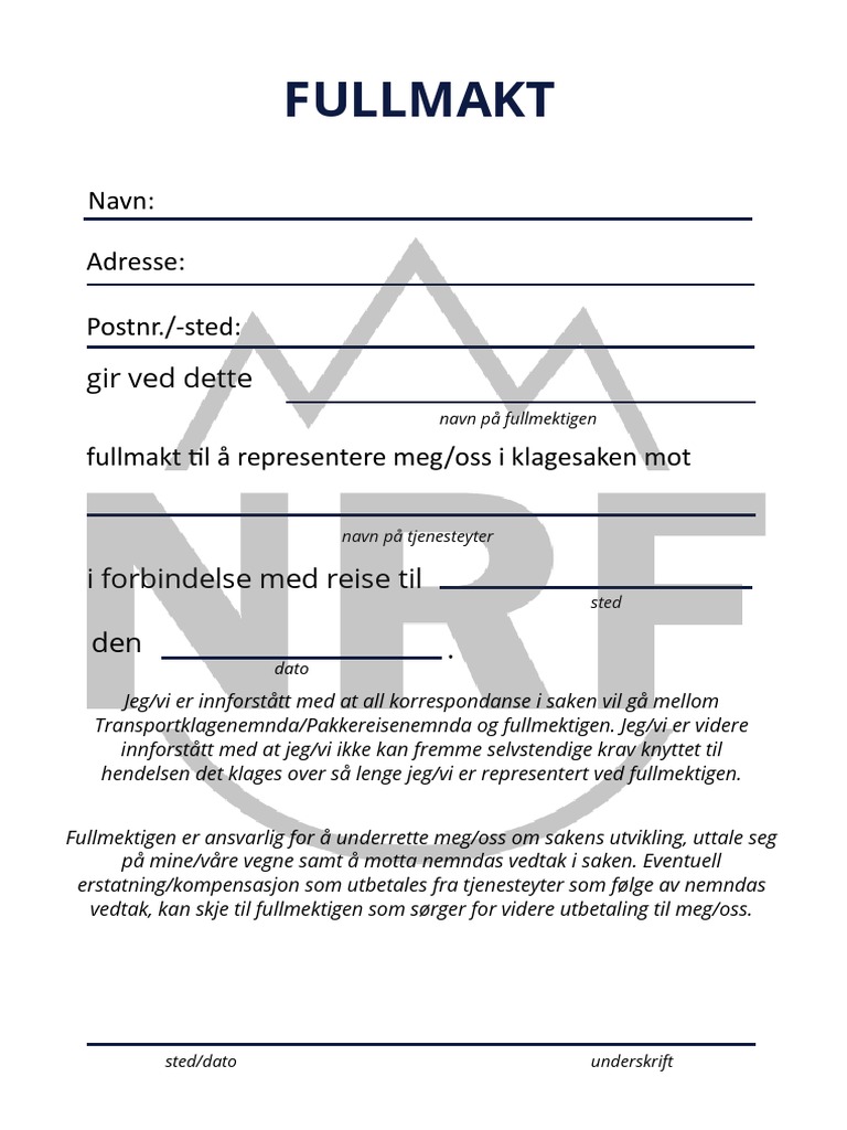 Fullmakt Norsk | PDF