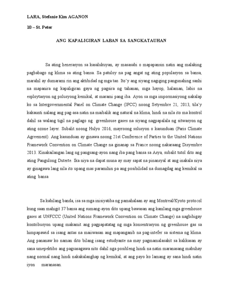 Ang Kapaligiran Laban Sa Sangkatauhan | PDF