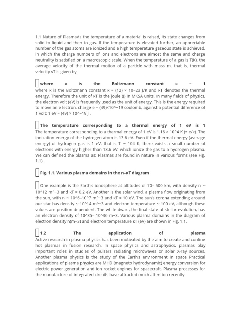 Nature of Plasma Explained | PDF | Plasma (Physics) | Electronvolt