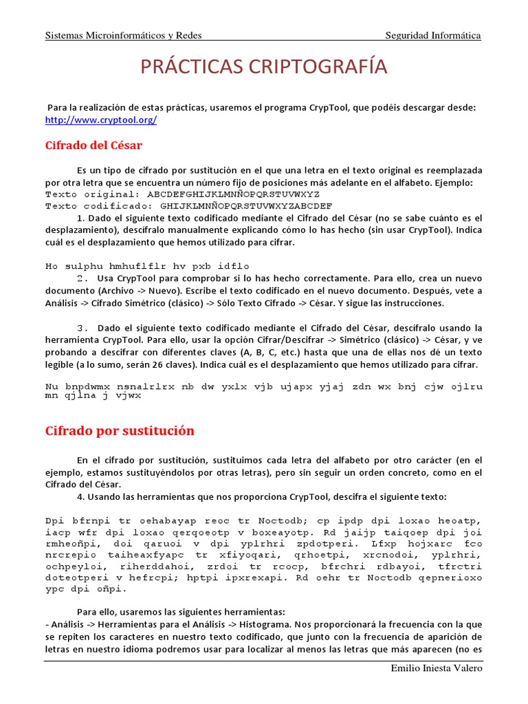 Prácticas de Criptografía | PDF | Clave (criptografía) | Cifrado