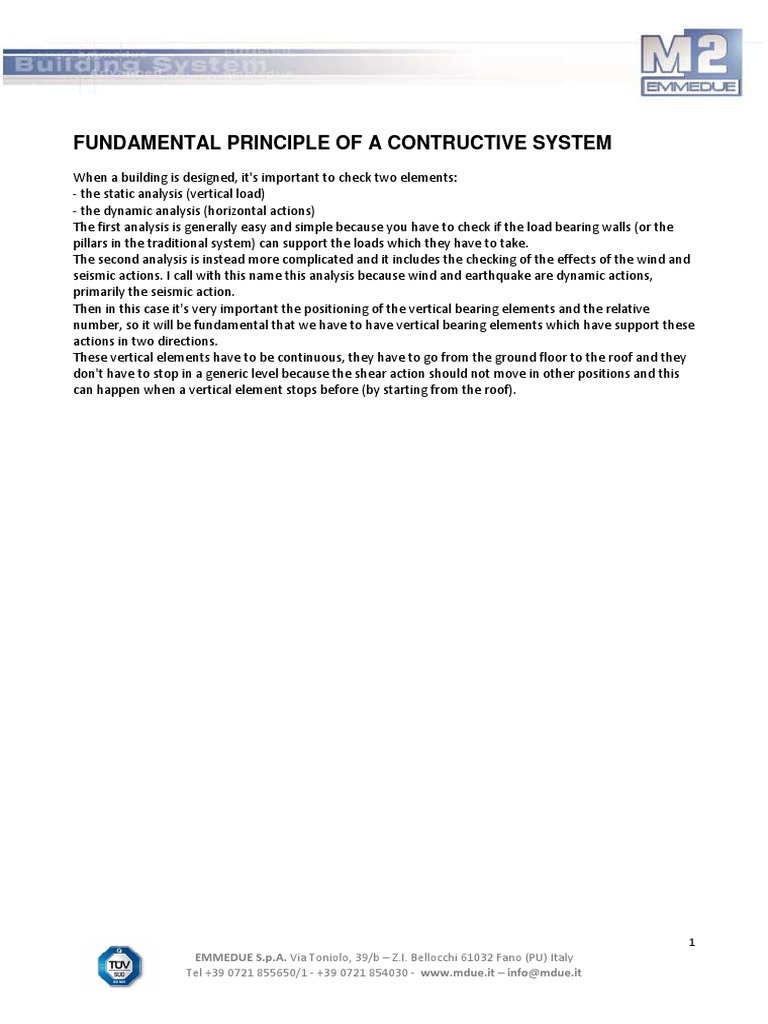 Emmedue Constructive System Supports Loads | PDF | Strength Of ...