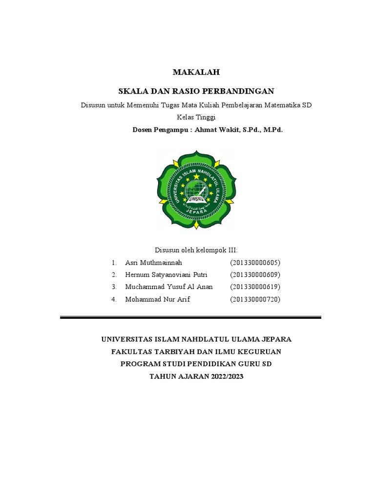 Makalah - MTK SD Tinggi - Kel.3 - Skala Dan Rasio Perbandingan | PDF