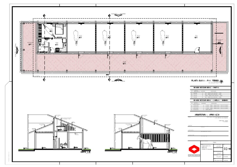Desenho técnico da elevação posterior de um edifício residencial com ...