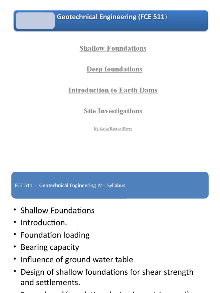 Geotechnical Engineering (FCE 511) | PDF | Geotechnical Engineering | Deep Foundation