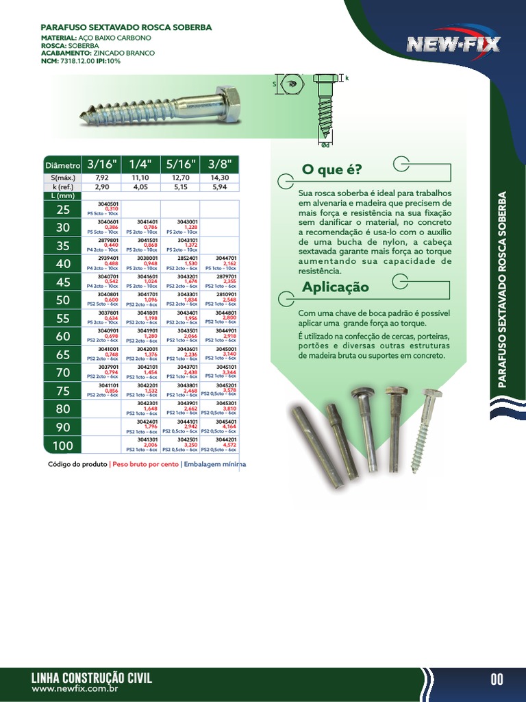 Parafuso Sextavado Rosca Soberba | Download grátis PDF | Parafuso ...