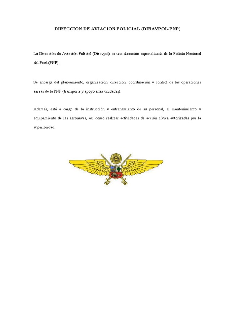 Direccion de Aviacion Policial (Diravpol-Pnp) | PDF