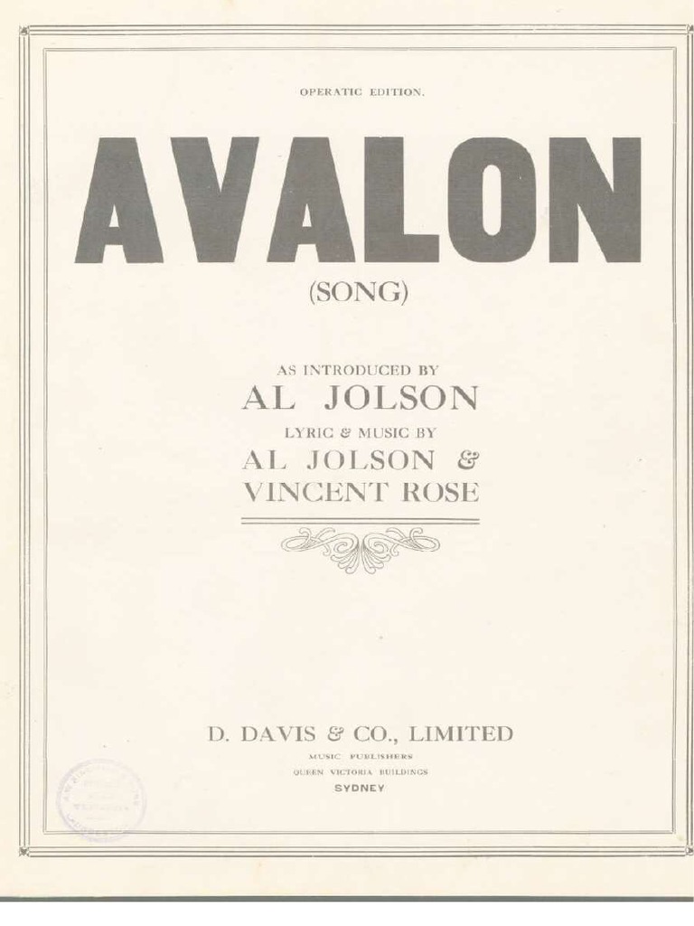 Al Jolson Avalon 1920 Po | PDF