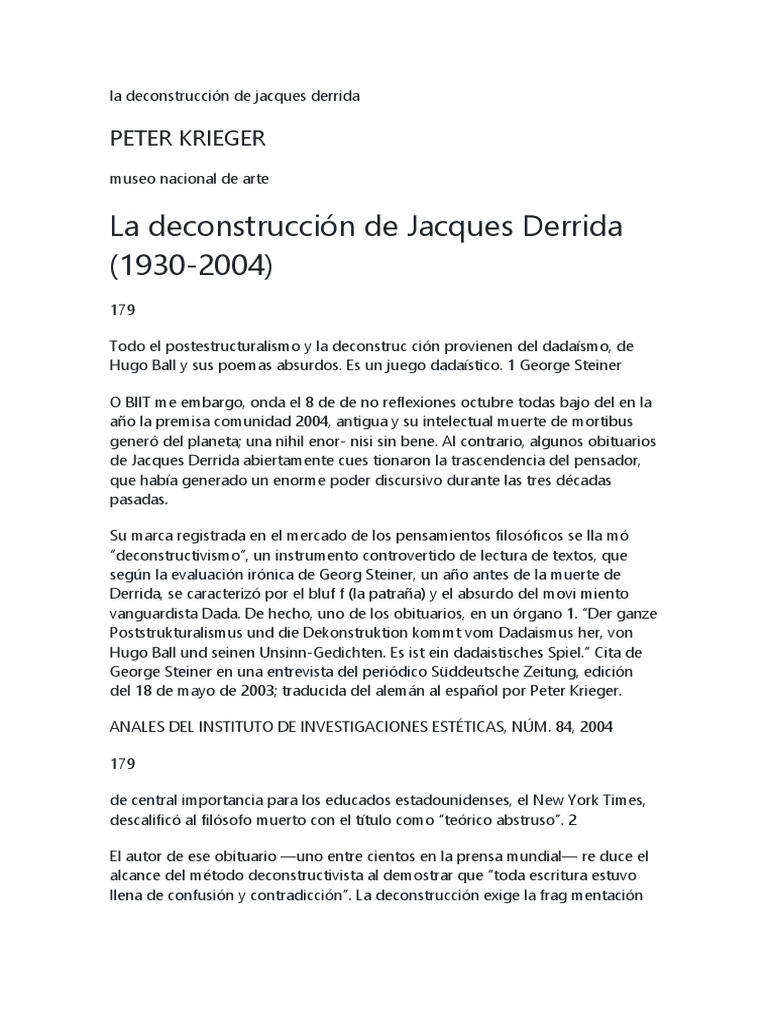 Derrida | PDF | Jacques Derrida | Deconstruccion
