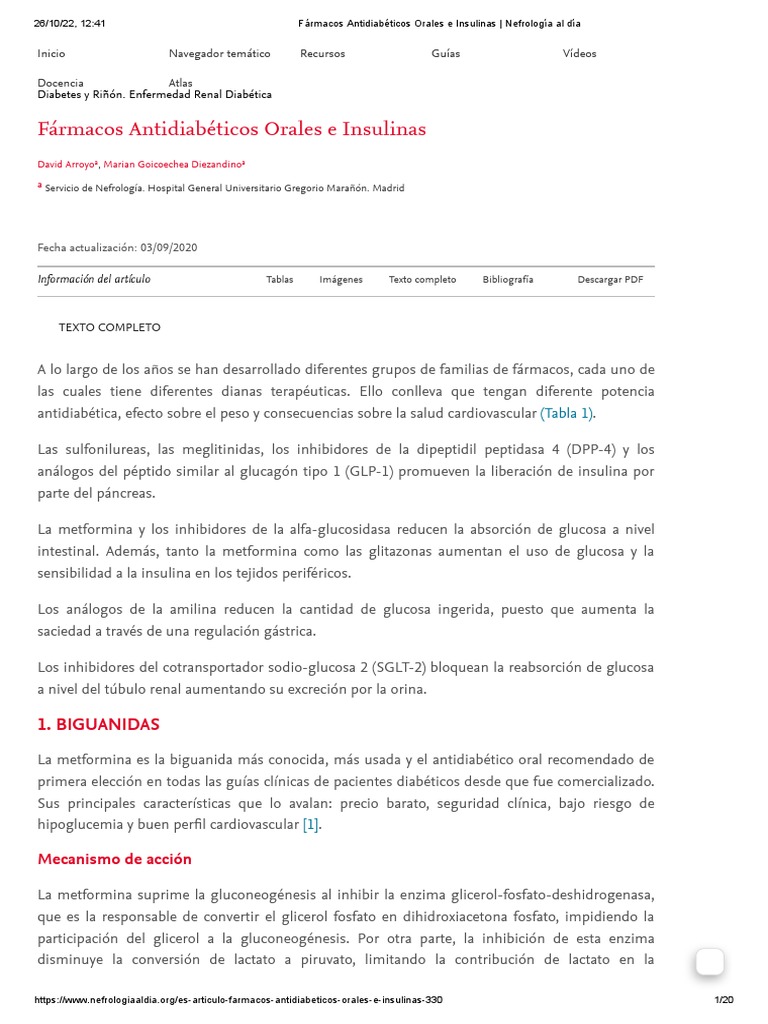 Fármacos Antidiabéticos Orales y Efectos | PDF | Diabetes | Hipoglucemia