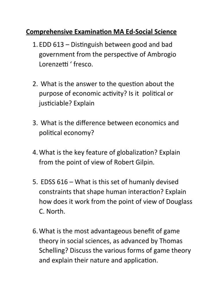 Comprehensive Examination MA Ed Social Science | PDF | Truth | Subjectivity