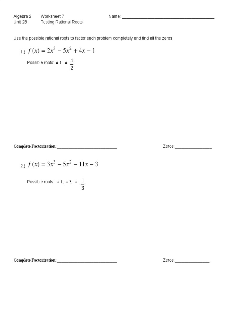Testing Rational Roots in Algebra 2 | PDF | Teaching Methods ...