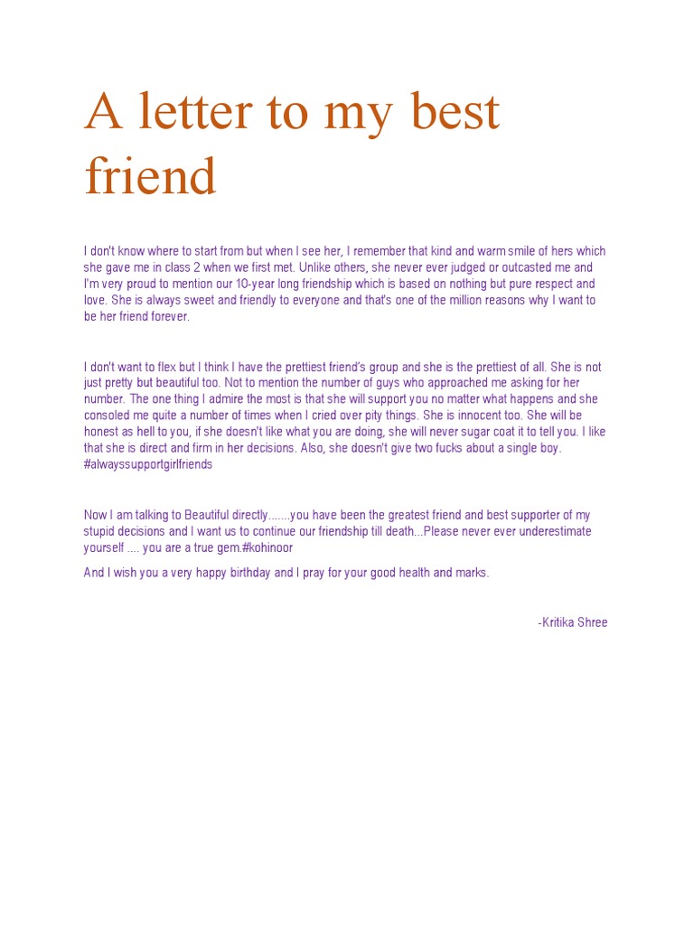 Heartfelt Birthday Letter to Best Friend | PDF | Lifestyle