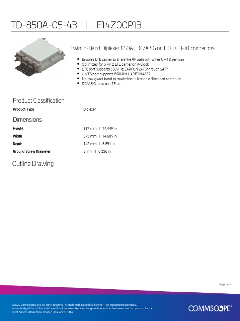 TD-850A-05-43 Product Specifications | PDF | Lte (Telecommunication ...