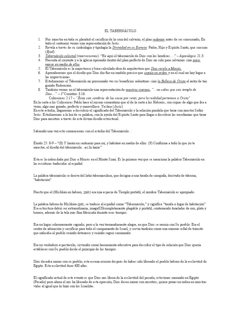El Tabernáculo | PDF | Santo de los santos | Moisés