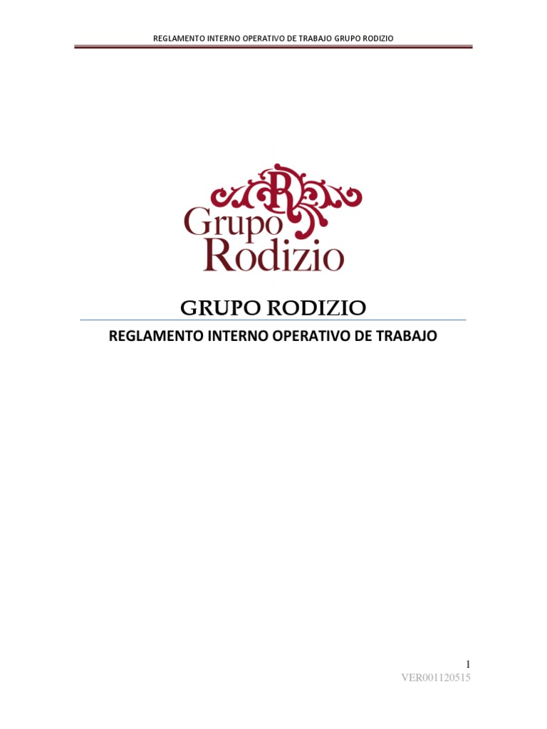 Reglamento Interno Operativo - Grupo Rodizio | PDF | Business | Justicia