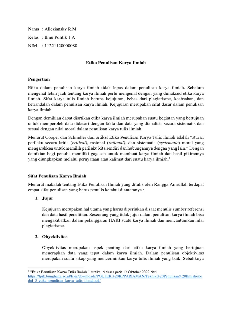 Turnitin Dan Hasil Akhir Etika Penulisan Karya Ilmiah | PDF