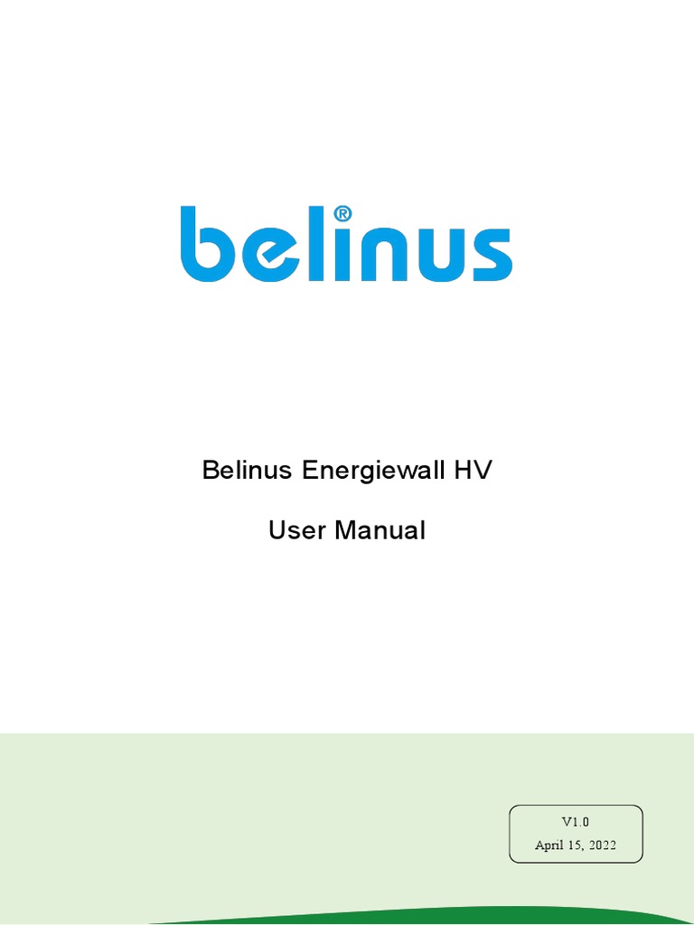 Belinus Energiewall HV Installation Manual en V1 2022 | PDF | Switch ...