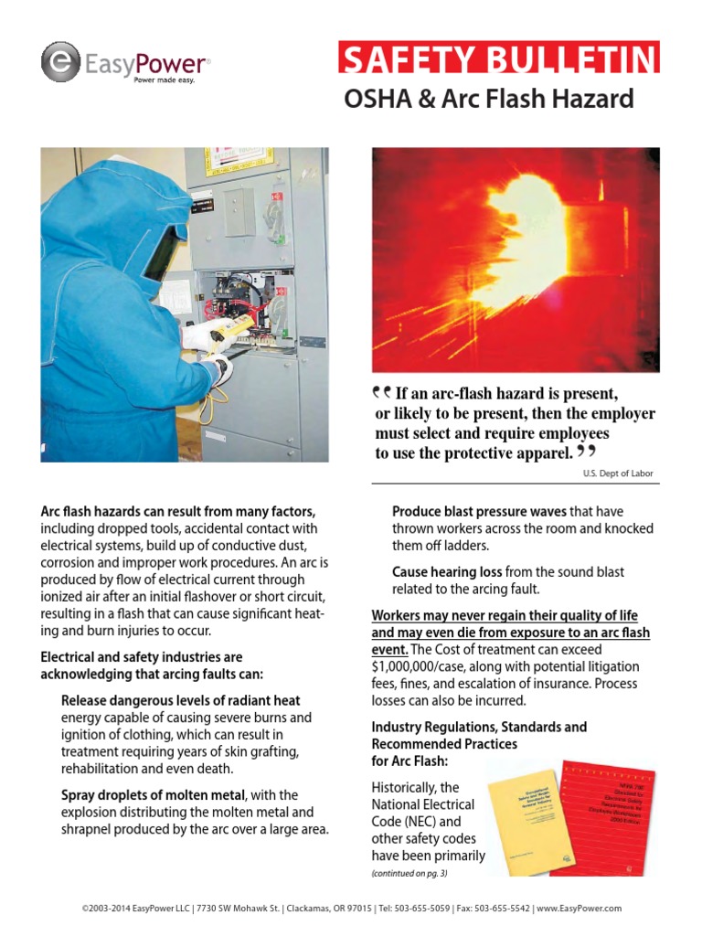 Arc Flash Safety Bulletin | PDF | Occupational Safety And Health Administration | Personal ...