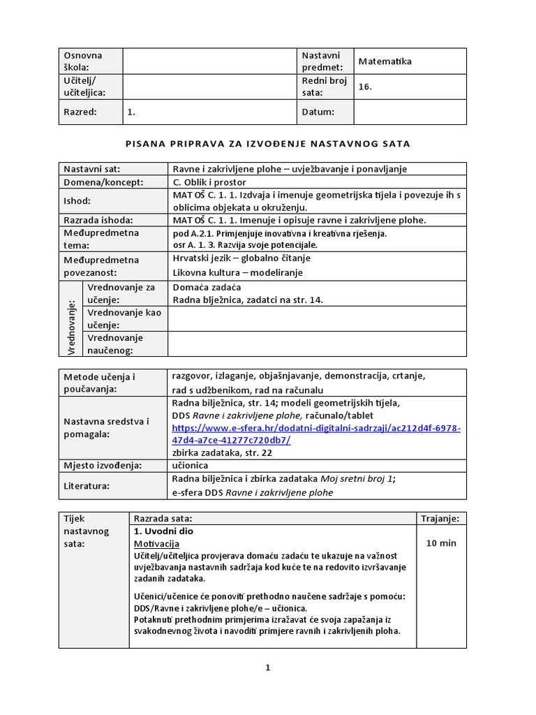 016 - Ravne I Zakrivljene Plohe | PDF