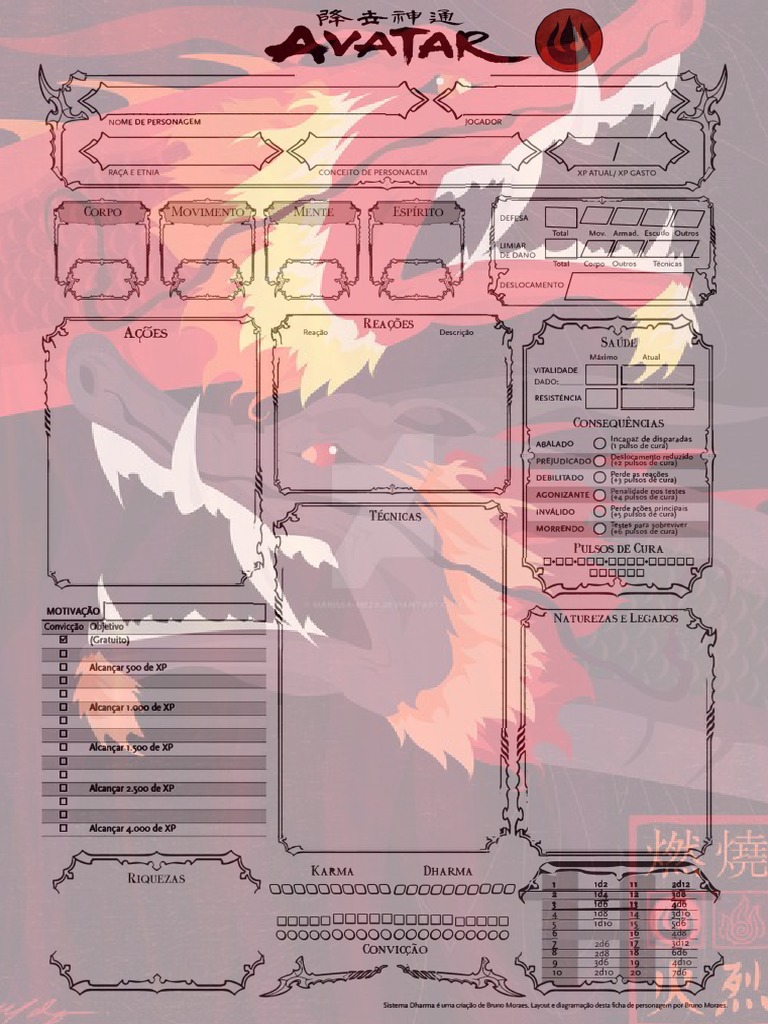 Ficha Dharma Avatar Fogo | PDF