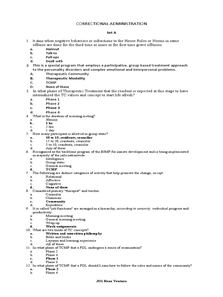 Set A Correctional Administration | PDF | Probation | Prison