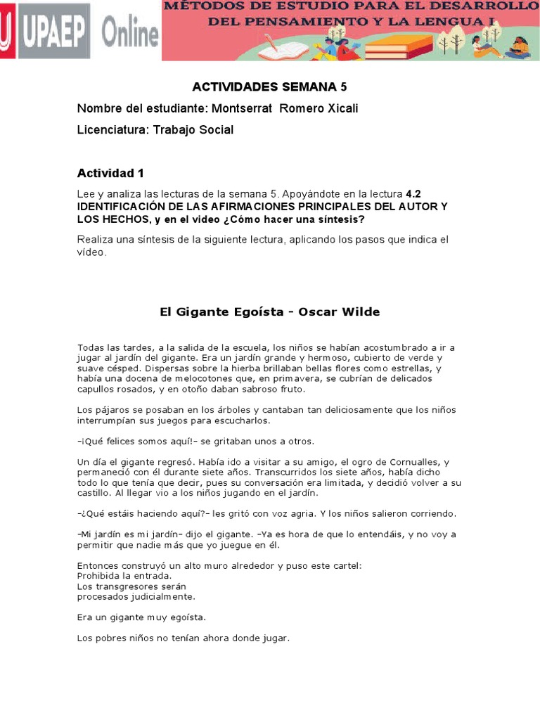 ACT 5 - S 5 - Montserrat | PDF