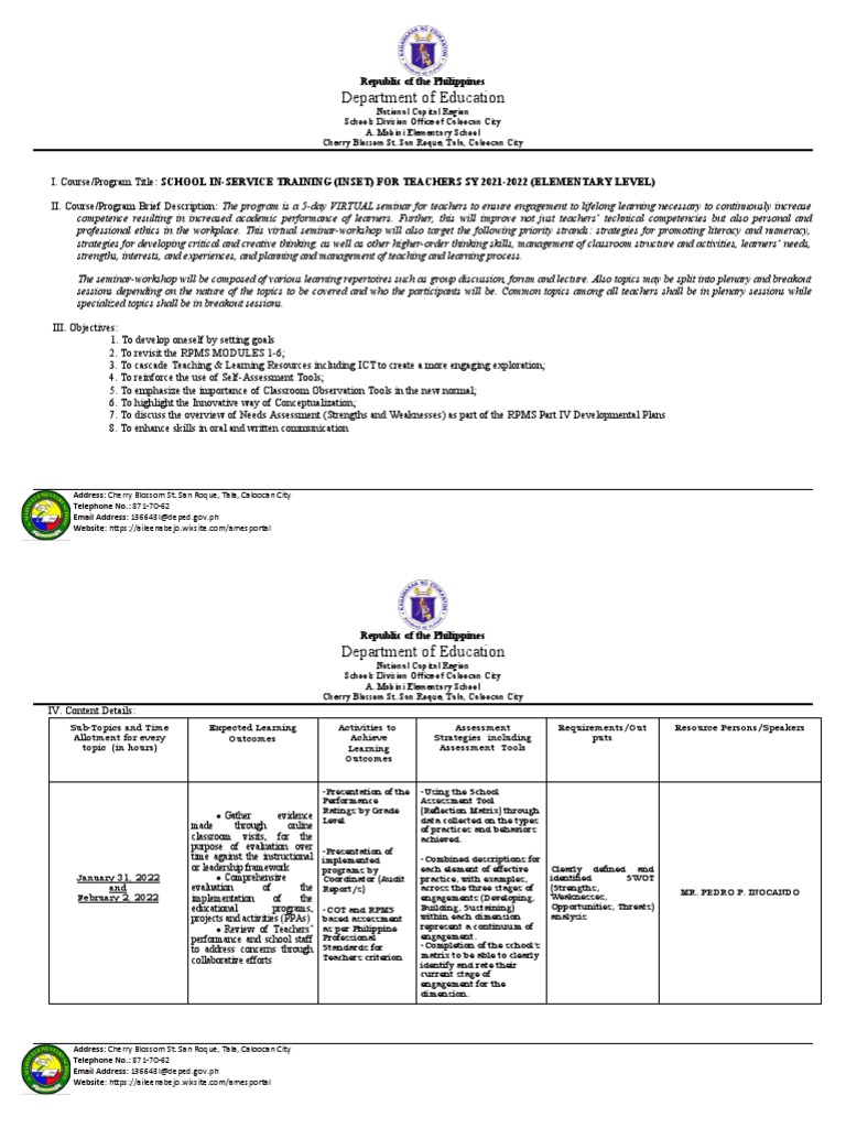 2022AMESINSETMATRIX Revised | PDF | Teaching Method | Learning
