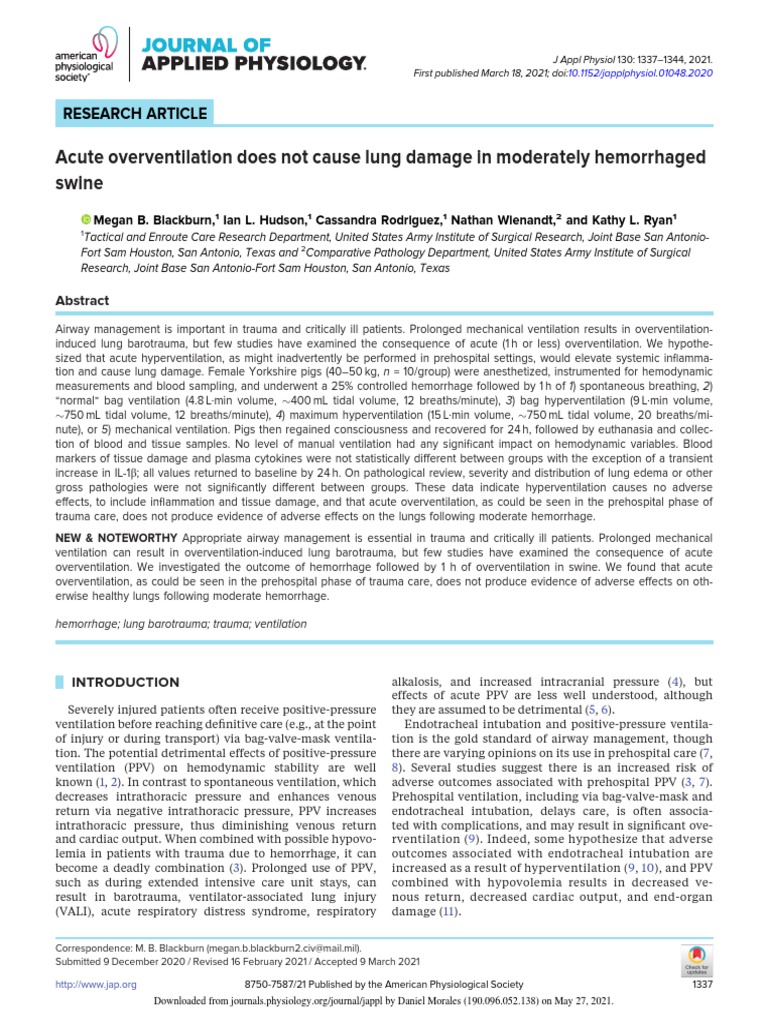 Overventilation and Lung Damage | PDF | Breathing | Clinical Medicine