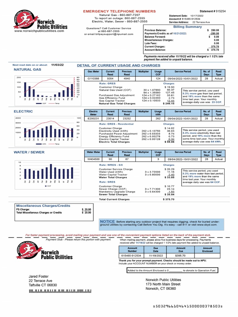 Jared Foster Utility Bill | PDF