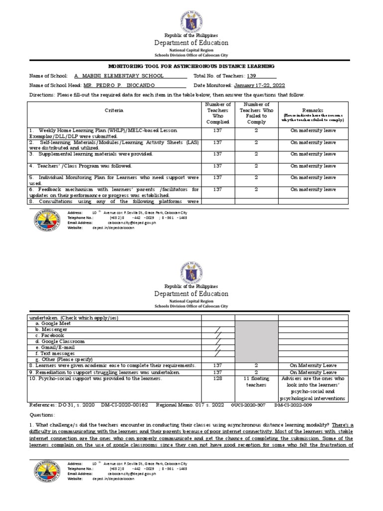 Edited - MONITORING TOOL FOR ASYNCHRONOUS DISTANCE LEARNING Final | PDF ...