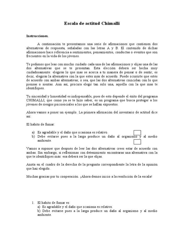 Escala de Actitud Chimalli | PDF | La dependencia de sustancias