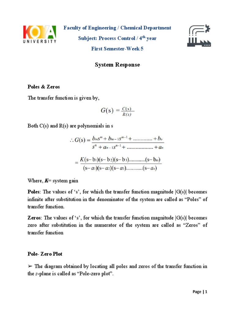 Week 5 - System Response | Download Free PDF | Steady State | Stability Theory