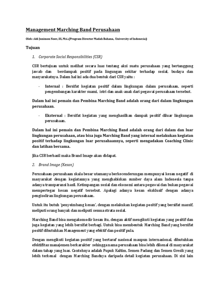 Management Marching Band Perusahaan | PDF