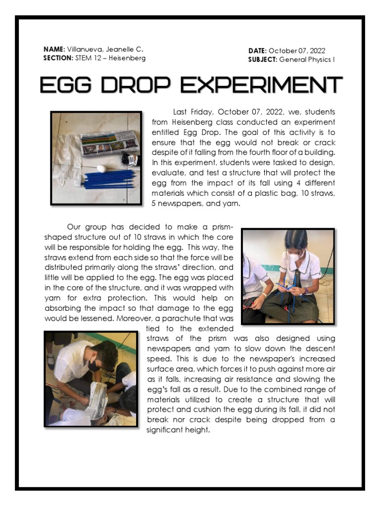 Narrative Egg Drop | PDF | Force | Newton's Laws Of Motion