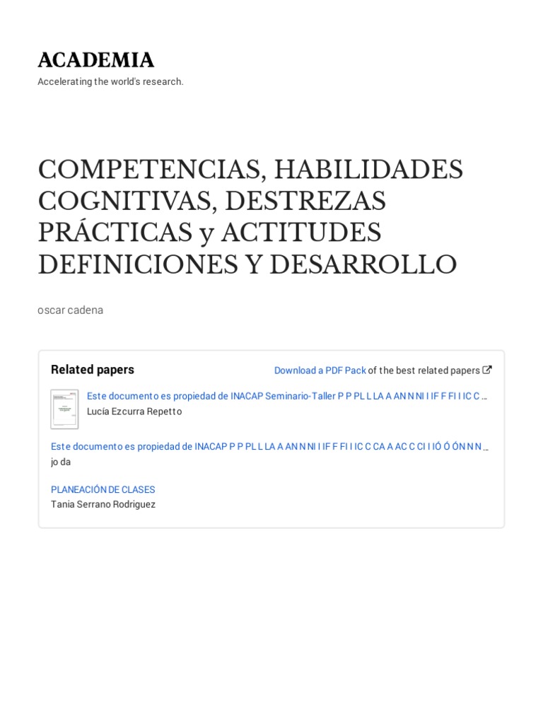 Competencias, Habilidades Cognitivas, Destrezas Practicas y Actitudes ...