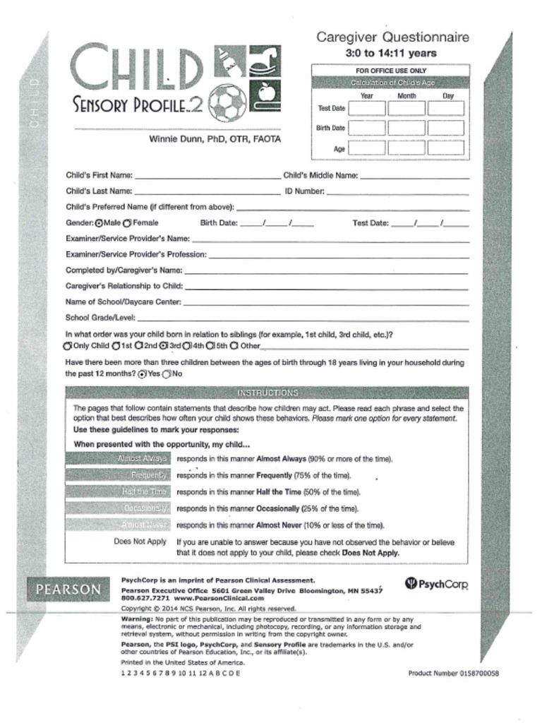 Sensory Profile 2 | PDF