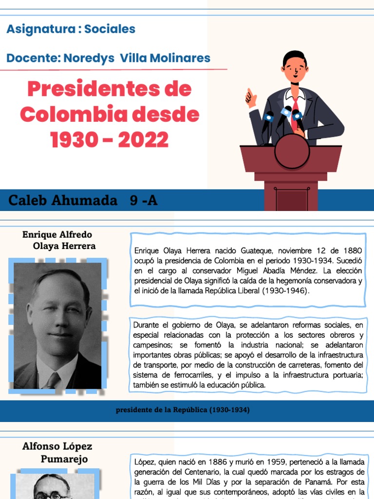 Presidentes de Colombia Desde 1930 - 2022 | PDF | Colombia | Gobierno