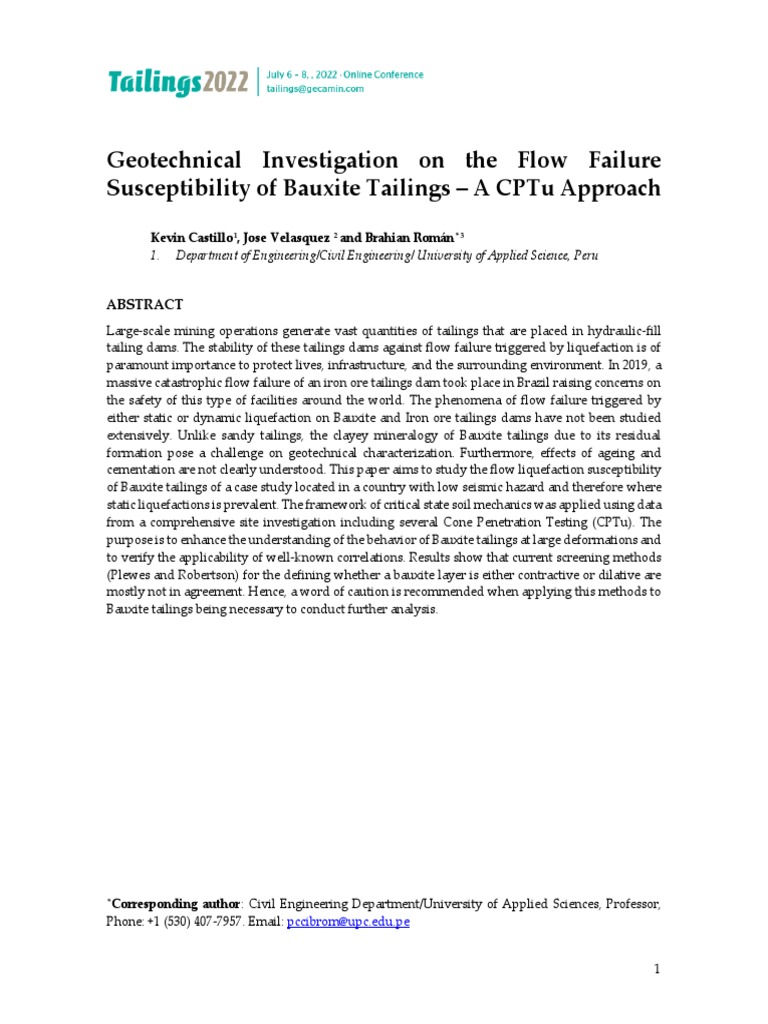 Geotechnical Investigation On The Flow Failure Susceptibility of ...