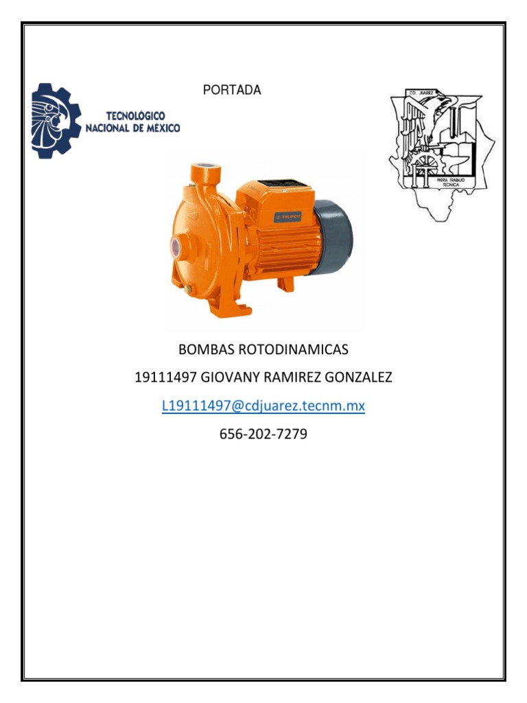 Proyecto Unidad 3 Bombas Rotodinamicas | PDF | Bomba | Turbomaquinaria