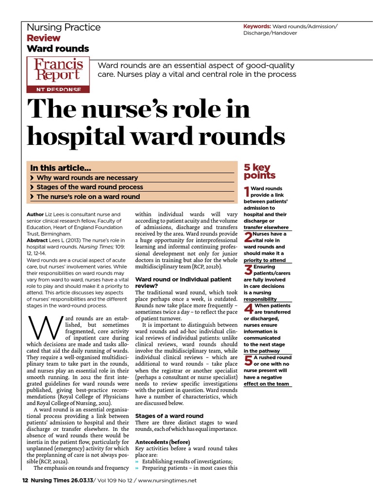 Ward Round | PDF | Hospital | Nursing