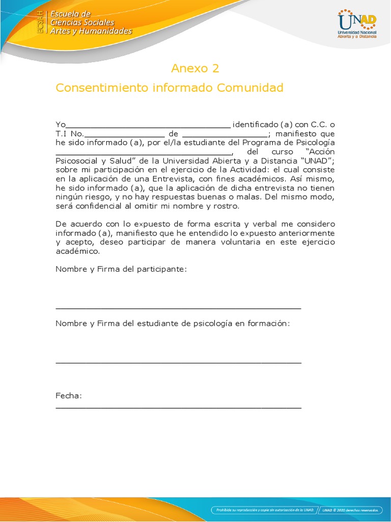 Anexo 2 - Consentimiento Informado Comunidad | PDF
