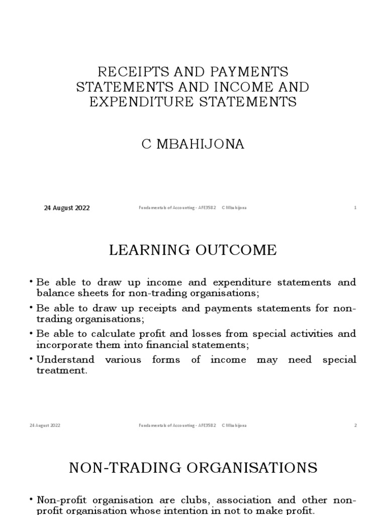 Financial Statements of Non-Profit Organisations | PDF | Expense ...