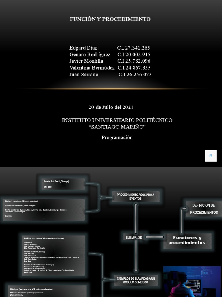 Funciones y Procedimientos de Visual Basic | PDF | Cadena (informática ...