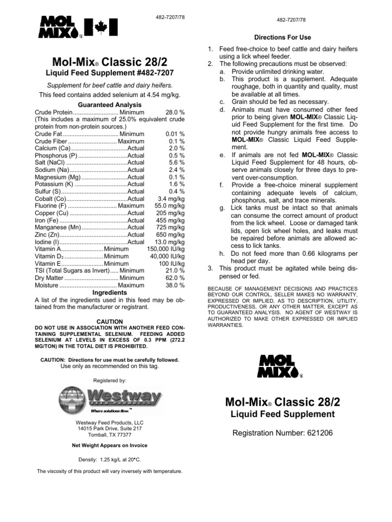 General Information - Westway Feed - Mol Mix Classic 28-2 | PDF ...